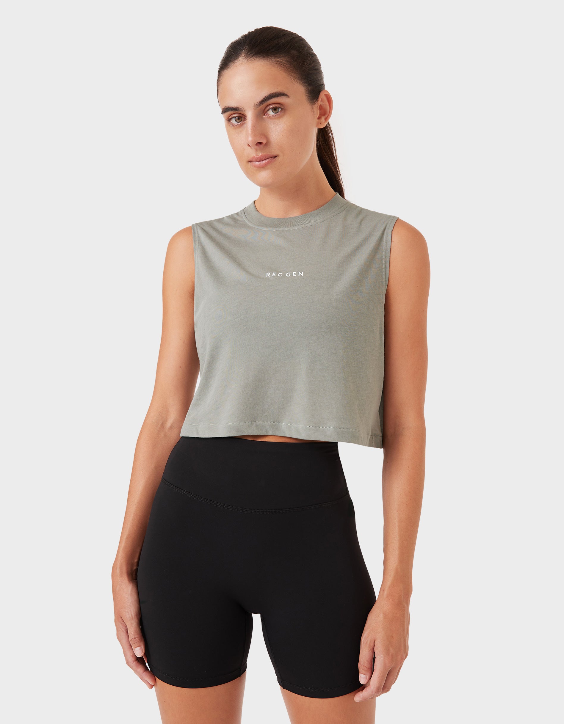 Oxy Float Crop Tank Dry Sage